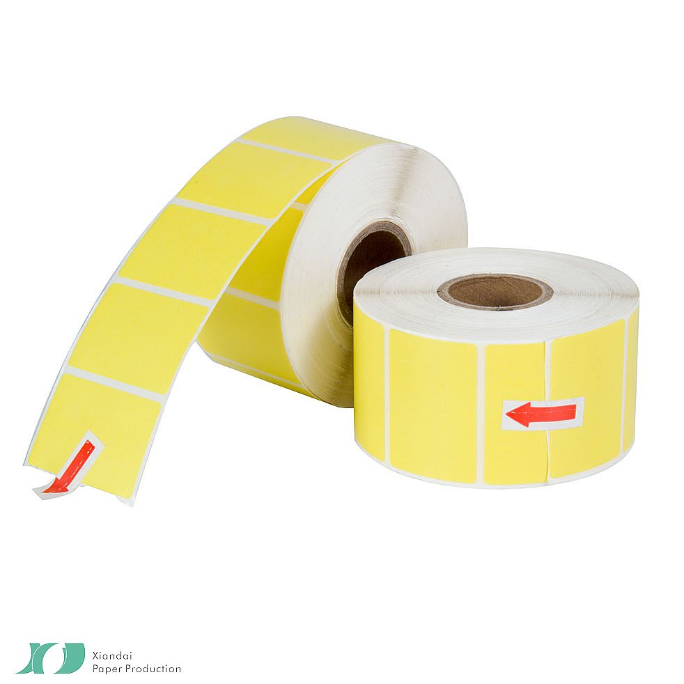 Etiquetas amarillas en rollo directo